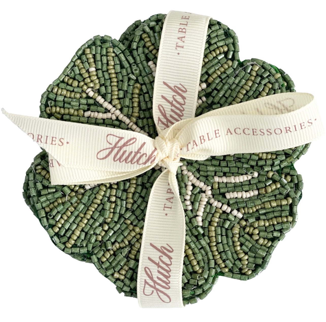 Set of 4 Glass Bead Coasters - Green Cabbage – Hutch Table Accessories