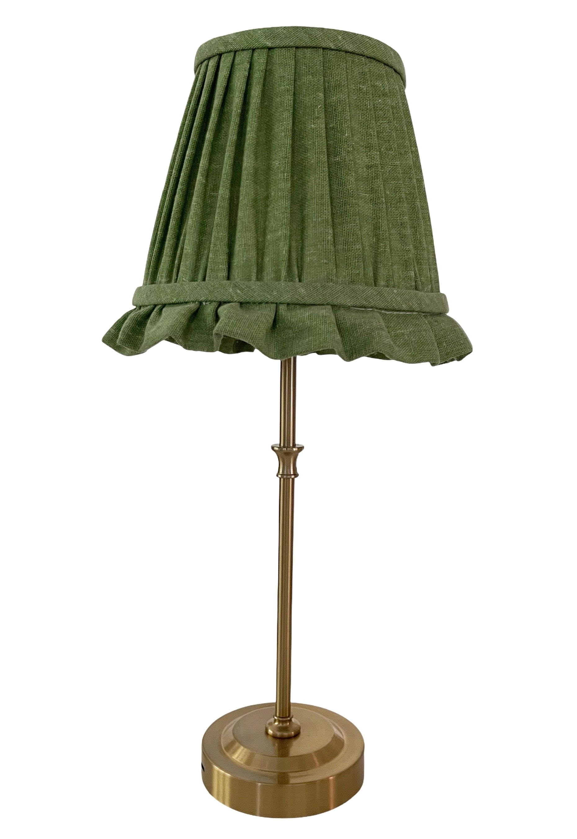 'Iris' Cordless Lamp Base and Green Linen 'Raffles' Shade – Hutch Table ...